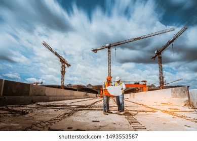 Senior Engineer Under Inspection Checking Construction Stock Photo ...