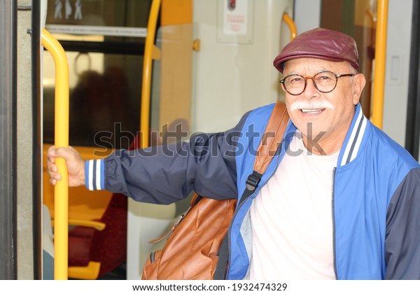 Senior Man Using Train Stock Photo (Edit Now) 1932474329