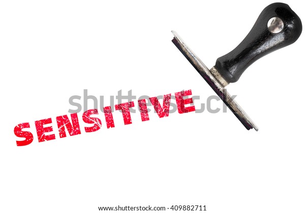 Sensitive Stamp Text Stamper Stock Photo (Edit Now) 409882711