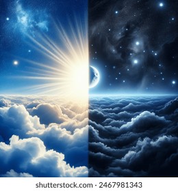 Sky Half Day Half Night AI-generated image 2447668845 | Shutterstock