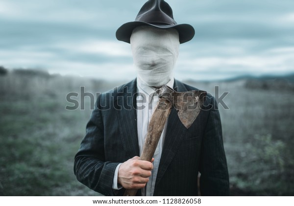 Serial Murderer Axe Hands Crazy Monster Stock Photo 1128826058 ...