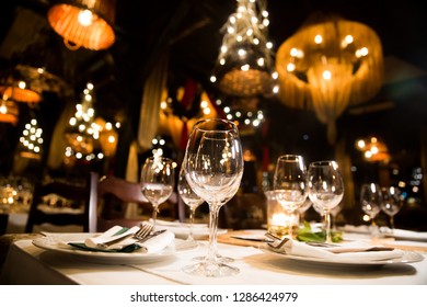 Luxury Elegant Table Setting Dinner Restaurant Stock Photo 1008474937 ...