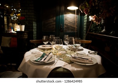 Served Dinner Table Restaurant Interior Stock Photo 1286424985 ...
