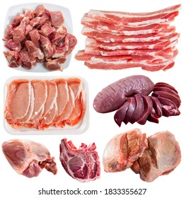 Set Various Raw Pork Products Isolated Foto Stok 1914359731 | Shutterstock
