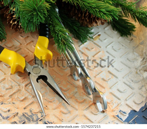 Set Construction Tools Assembled Concept Congratulations Stock Photo ...