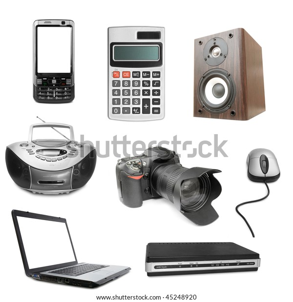 Set Electronic Object Isolated On White Stock Photo 45248920 | Shutterstock