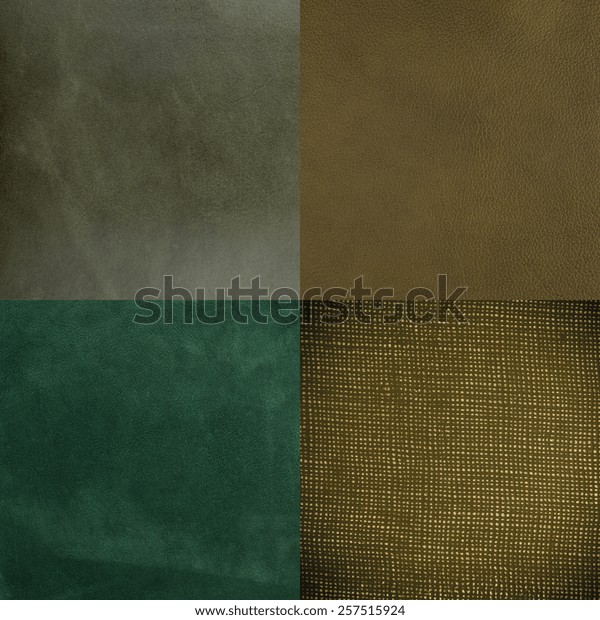 Set Green Leather Samples Texture Background Stock Photo 257515924 ...