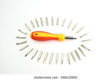 Set Handles Screwdriver Replacement Tips Closeup Stock Photo 1306133041 ...