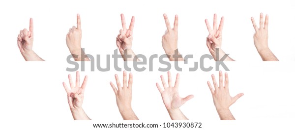 Set Hands Gesturing Numbers On White Stock Photo 1043930872 | Shutterstock