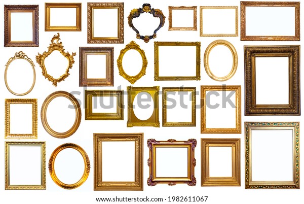 Set Isolated Art Empty Frames Golden Stock Photo 1982611067 | Shutterstock