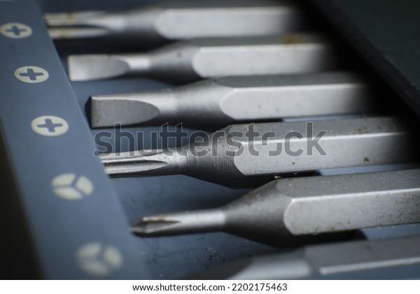 Set Mini Screq Drivers Selective Focus Stock Photo 2202175463 ...