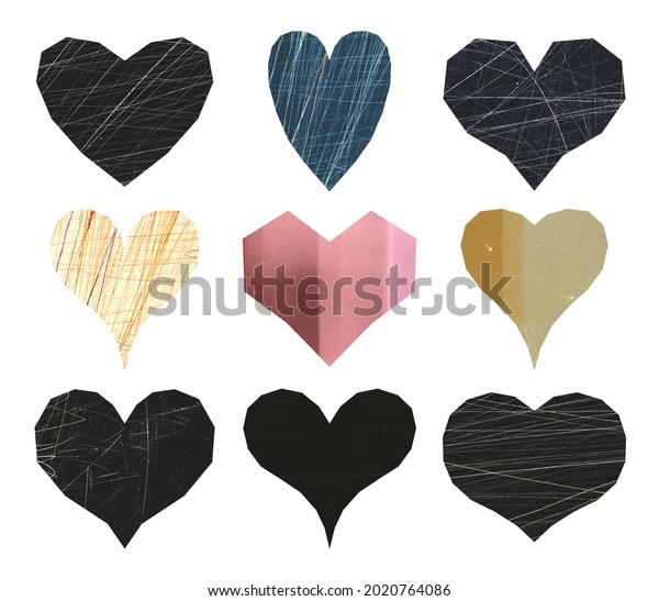 Set Nine Angular Hearts Textures Collection Stock Photo 2020764086 ...