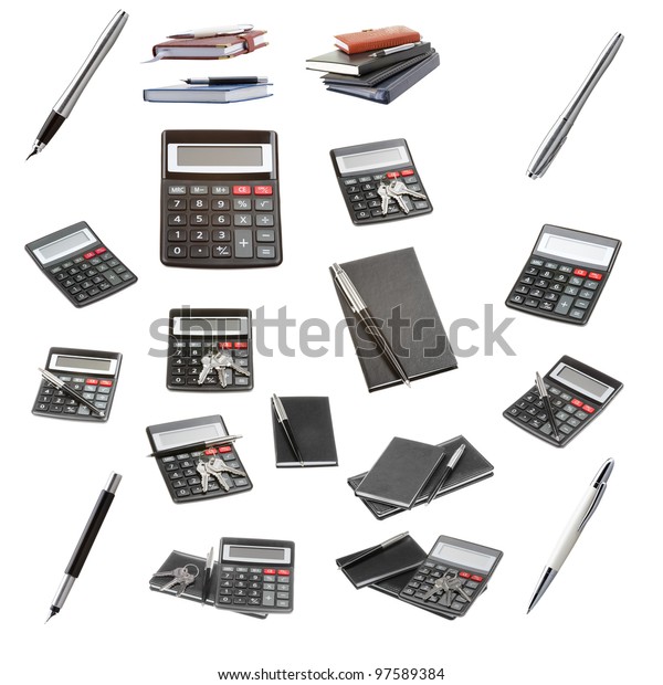 Set Office Objects Isolated On White Stock Photo 97589384 | Shutterstock