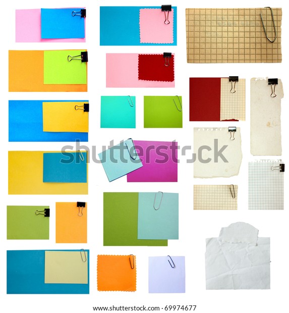 Set Paper Notes Isolated On White Stock Photo (Edit Now) 69974677