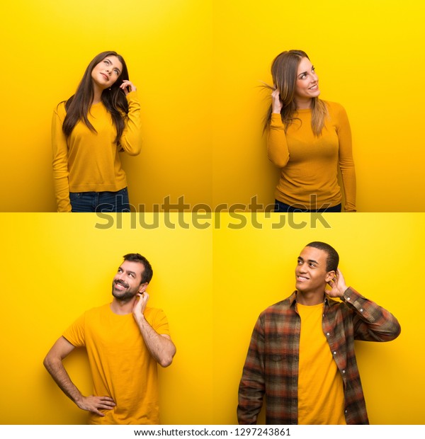 Set People Thinking Idea While Scratching Stock Photo 1297243861 ...