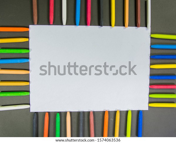Set Random Color Crayons Rectangle White Stock Photo 1574063536 ...