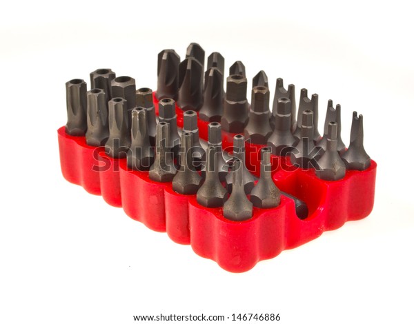 Set Screw Bits Red Box Isolated Stock Photo (Edit Now) 146746886