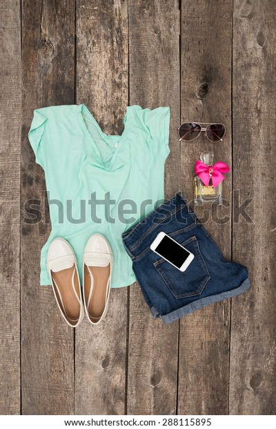 Set Summer Clothes Top View Stock Photo 288115895 | Shutterstock