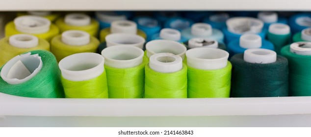 Set Thread Spools Drawer Panoramic Photo Stock Photo 2141463843 ...