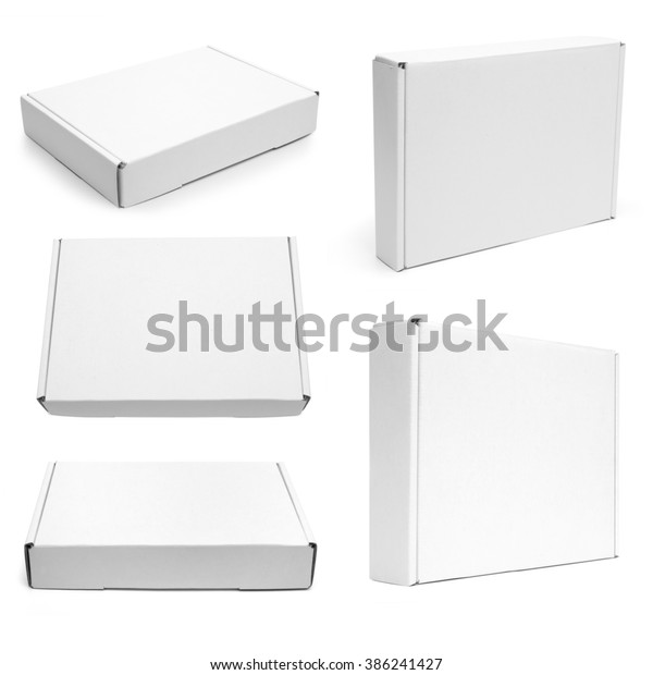 Set White Flat Boxes Isolated On Stock Photo 386241427 | Shutterstock