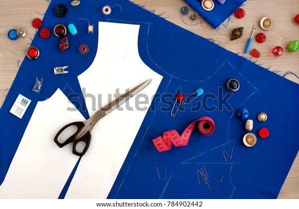 Sewing Clothes According Blueprints Pattern Dress Stock Photo 784902442 ...
