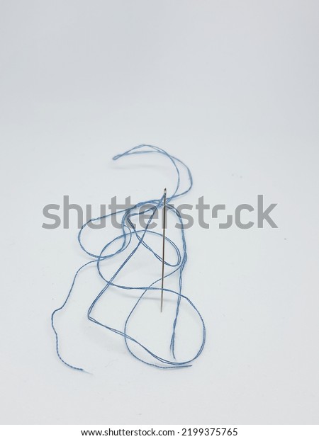 Sewing Needle Light Blue Thread Attached Stock Photo 2199375765 ...