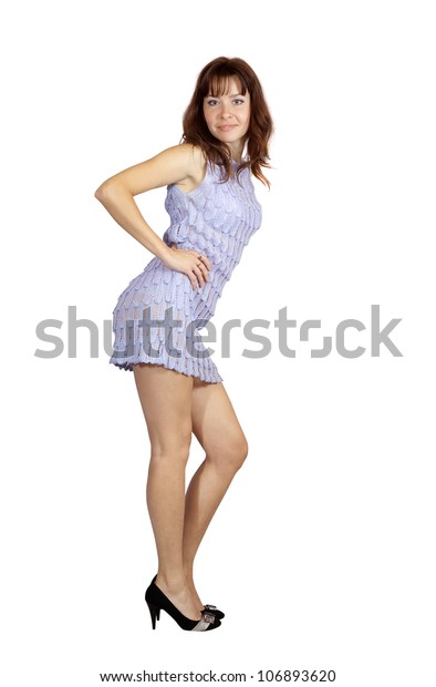 Стоковая фотография 106893620 Sexy Girl Short Dress Isolated Over