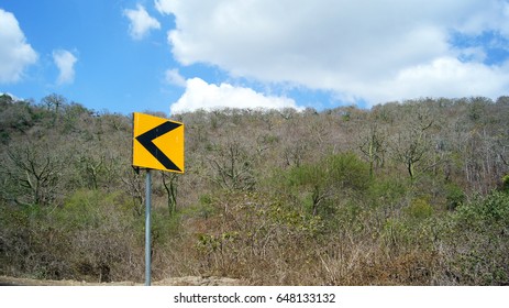 Sharp Deviation Road Sign On Hills Stock Photo (Edit Now) 648133132