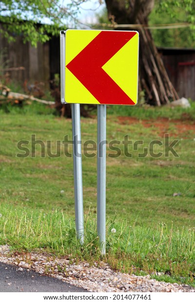 Sharp Turn Ahead Yellow Red Arrow Stock Photo 2014077461 | Shutterstock