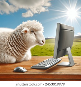 「Office White Table Computer Sheep Sitting」のAI生成画像、2475636507 ...