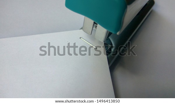 Sheets White Paper Stapled Corner Connection Stock Photo 1496413850 ...