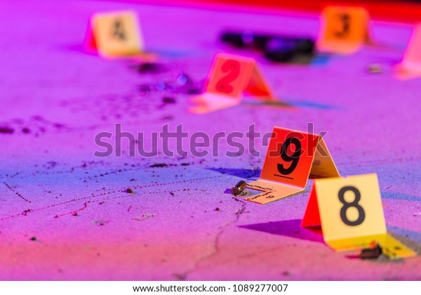 Shell Casing Marked Evidence Marker Within Foto de stock 1089277007 ...