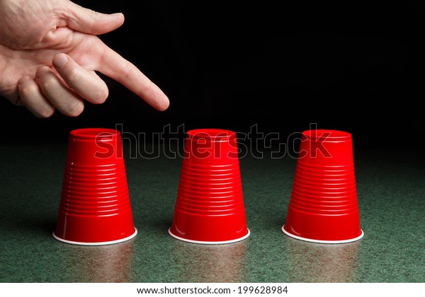 Shell Game Three Red Cups On Stock Photo (Edit Now) 199628984