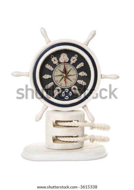 Ship Helm Shape Clock Over White Stock Photo 3615338 | Shutterstock