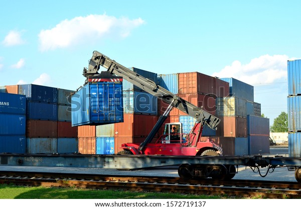 Shipping Container Loading By Richtracker On Stock Photo 1572719137 ...