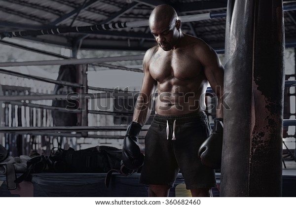 Shirtless Muscular Boxer Punching Bag Gym Stock Photo 360682460 ... Shirtless Muscular Boxer Punching Bag Gym Stock Photo 360682460 ...