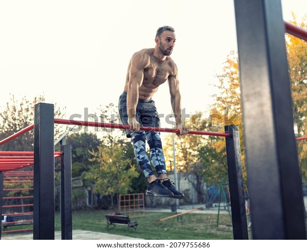 Shirtless Ripped Handsome Man Working Out Stock Photo 2079755686 ...