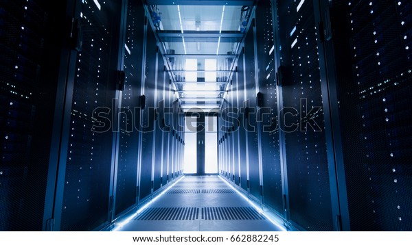 Shot Corridor Large Working Data Center Stock Photo (Edit Now) 662882245