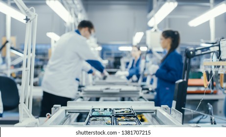 Shot Electronics Factory Workers Assembling Circuit Stock Photo (Edit ...