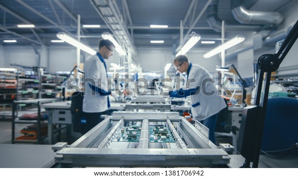 Shot Electronics Factory Workers Assembling Circuit Stock Photo (Edit ...