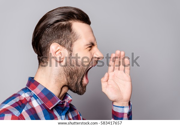 Side View Angry Man Shouting Isolated Stock Photo 583417657 | Shutterstock