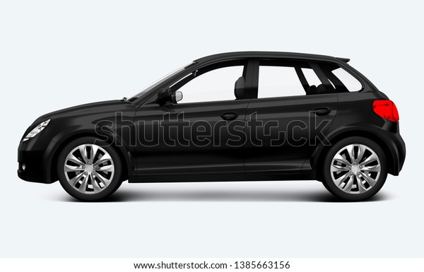 Side View Black Hatchback 3d Stock Photo (Edit Now) 1385663156