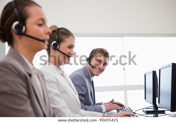 Side View Call Center Team Work Stock Photo 90695425 | Shutterstock