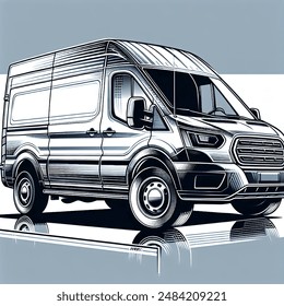 Black-and-white Drawing Only Contour Mercedes Vans AI-generated image ...
