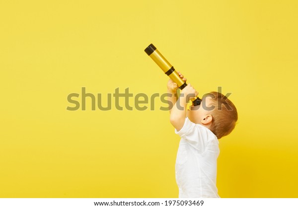 Side View Child Looking Through Telescope Stock Photo 1975093469 ...
