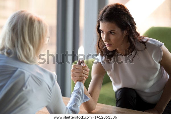 Side View Decisive Concentrated Millennial Businesswoman Stock Photo ...
