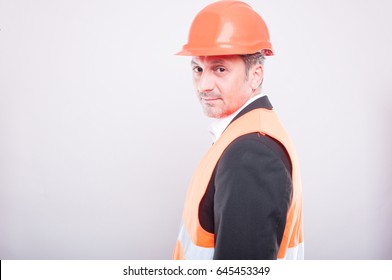 Side View Engineer Wearing Hardhat Reflective Stock Photo 645453349 ...