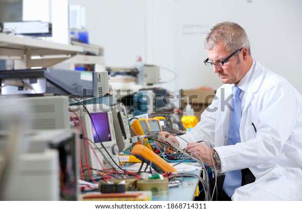Side View Engineer Working Electrical Test Stock Photo 1868714311 ...