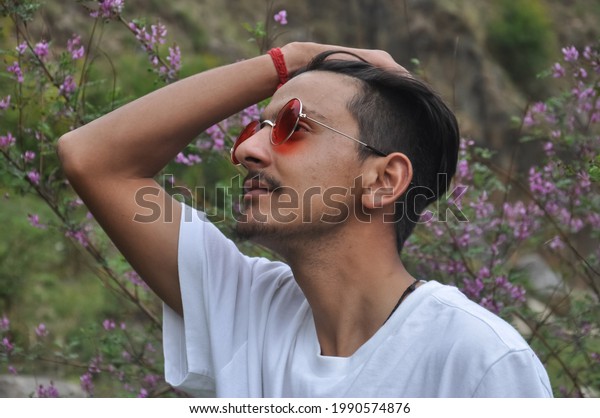 Side View Indian Young Guy Wearing Stock Photo 1990574876 | Shutterstock