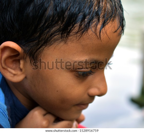 Side View Kid Thinking Face Nature Stock Photo 1528916759 | Shutterstock